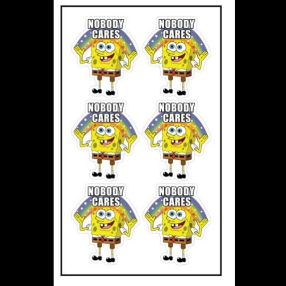 Design | Spongebob Nobody Cares Laminated Vinyl Stickers 4 | Poshmark